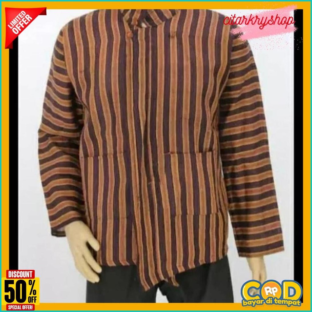 Men's Lurik Traditional Javanese Clothes Tops Only Surjan Boys Teens ...