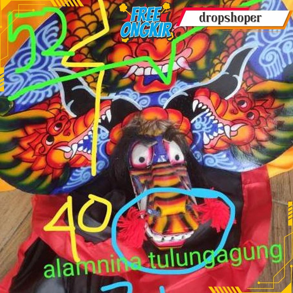 Children's Wooden Barongan with Bonus Gondel and Klinting Original ...