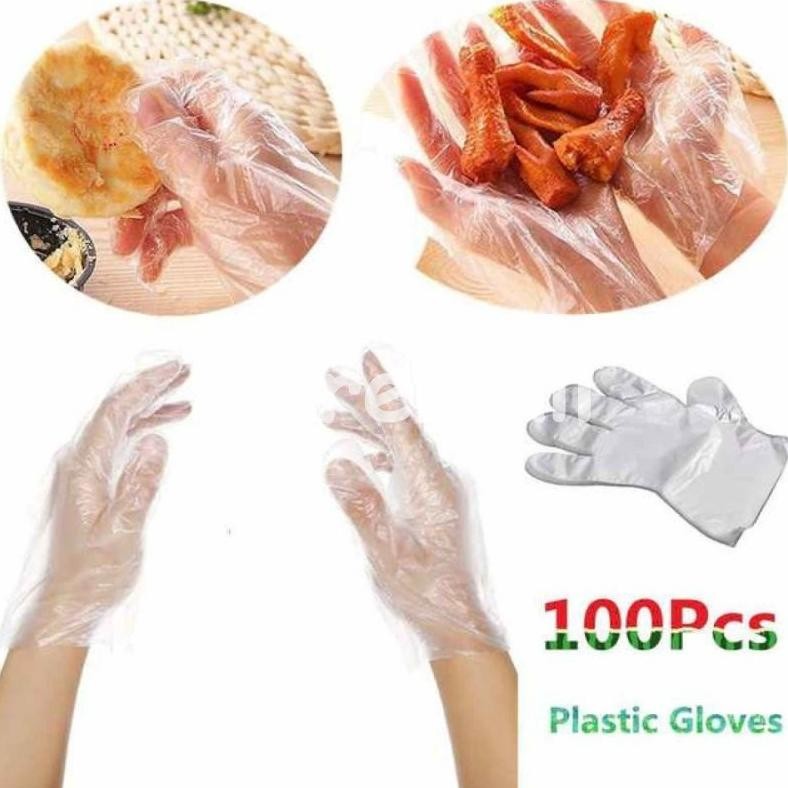 Cod Available Disposable Gloves, 100 Pcs Disposable Clear Food Hand ...
