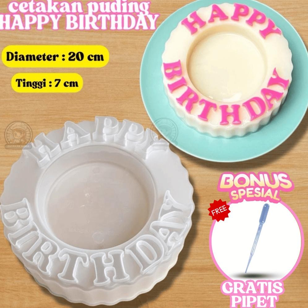 Happy Birthday Pudding Mold Premium Plastic 1.2 Liter Free Pipette ...