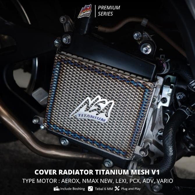 NSA PREMIUM SERIES RADIATOR COVER TITANIUM MESH V1 VARIO 125-150, PCX ...