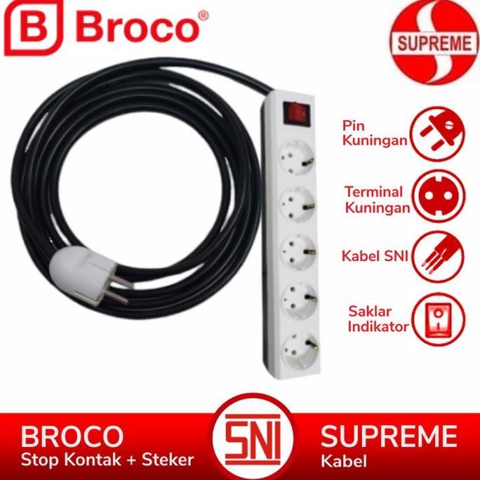 BROCO STOP CONTACT 3 - 4 - 5 - 6 HOLES SUPREME BLACK CABLE EXTENSION 1 ...
