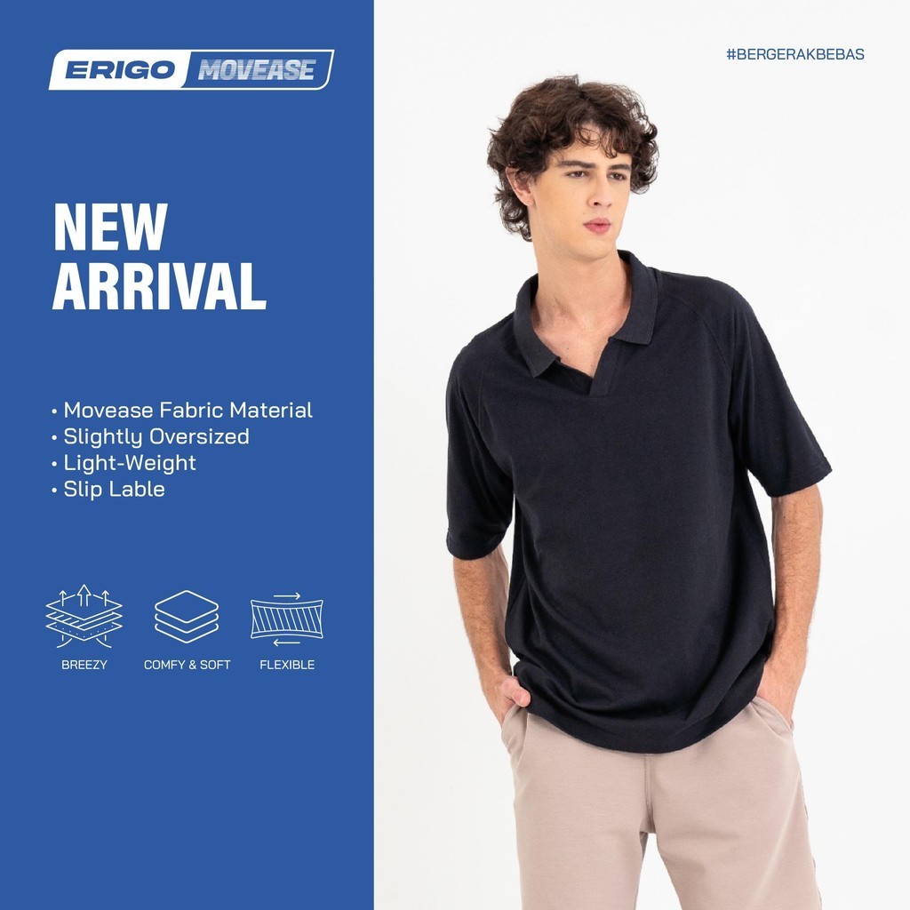 KEMEJA Erigo Movease Polo Short Sleeve Chaiden Black - Unisex Polo ...