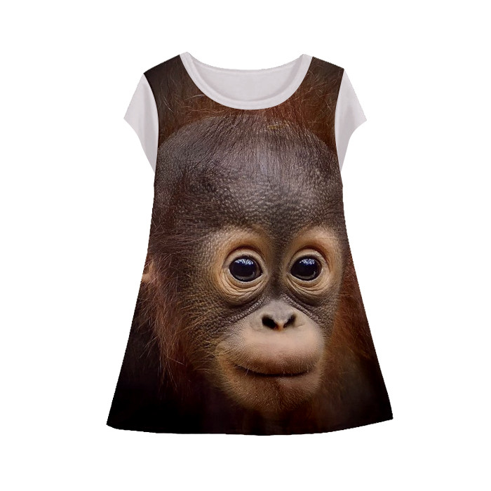 Children's Animal Dress Short Sleeve Animal 3D Printing Chimpanzee ...