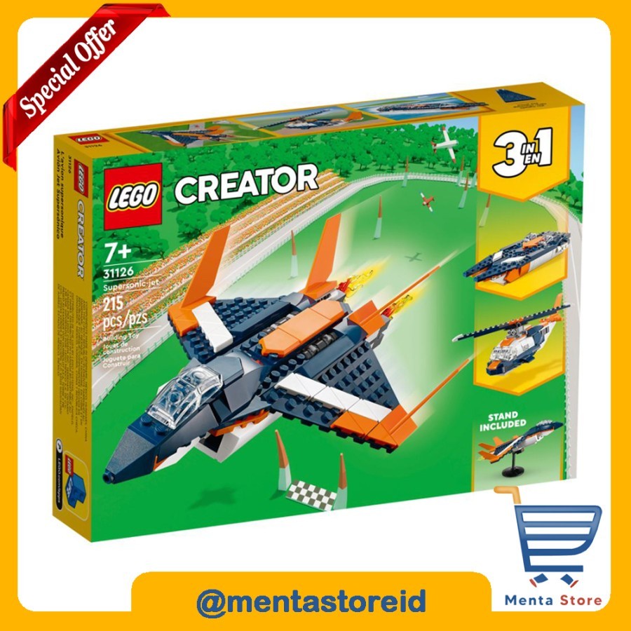 Lego Creator 31126 Supersonic Jet Plane Helicopter Power Boat 3 in 1 ...