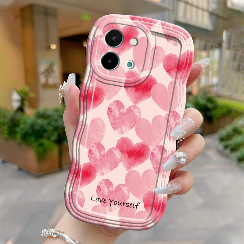 HP Phone Case For VIVO Y28 2024 Case Two-color Heart Pattern Silicone ...