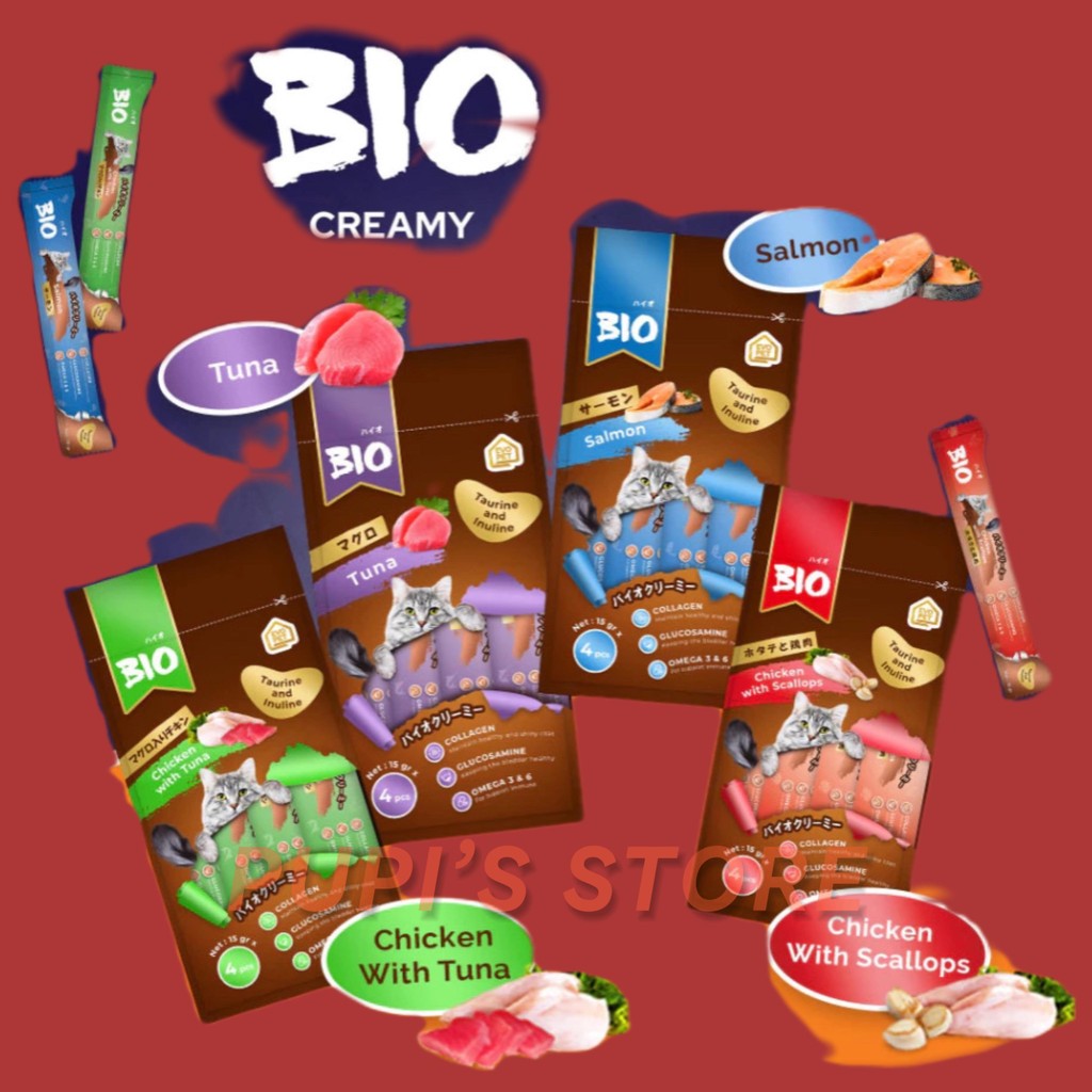 Bio CREAMY Cat Snack 15Gr All Varian - Healthy Snack For Anabul ...