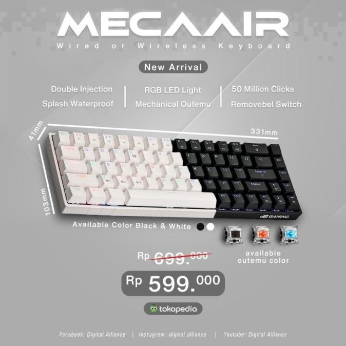 Digital Alliance MECA AIR Wireless Gaming Keyboard Mechanical RGB ...