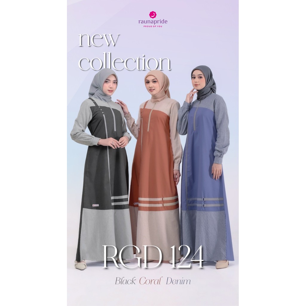 NEW RGD 124 BY RAUNA / Black, Coral, Denim / Adult Gamis | Shopee ...