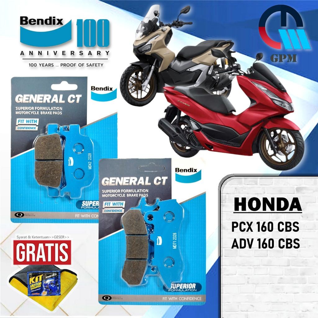 Pcx 160 CBS brake pads, ADV 160 CBS Honda Bendix Front and Rear ...