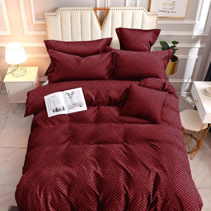 KATUN MERAH PLAIN COTTON EMBOSSED RUBBER CORNER BED SHEETS - Red ...