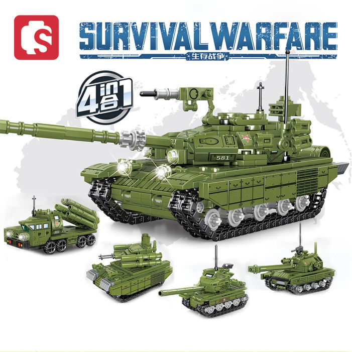 Sembo Block Survival Warfare 4in1 Main Battle Tank T90 T72 BM30 Brick ...