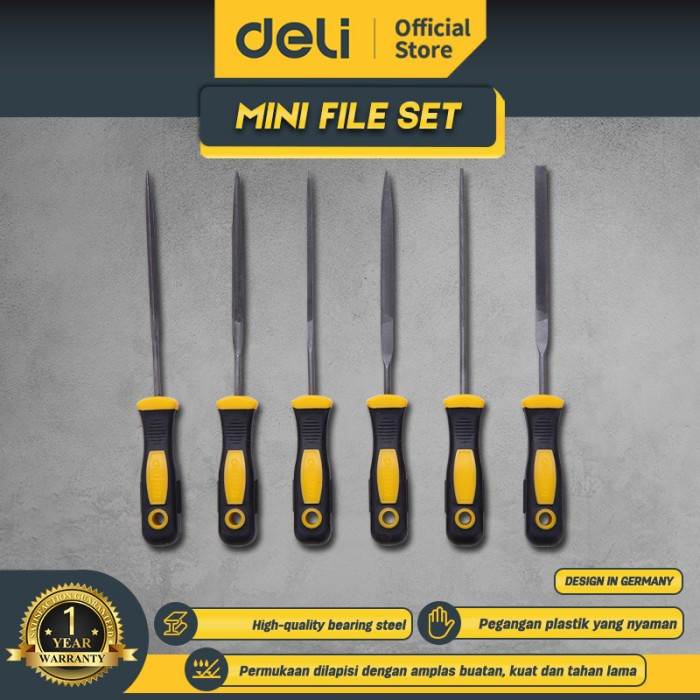 Deli Mini File / Set of Iron Files 6 Pcs 3 x 140mm High-quality steel ...