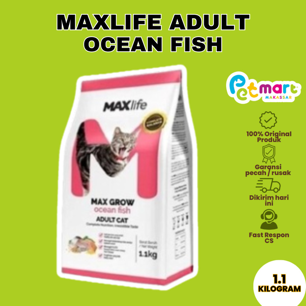 Maxlife Adult Ocean Fish Cat Dry Food 1.1 kg | Shopee Philippines