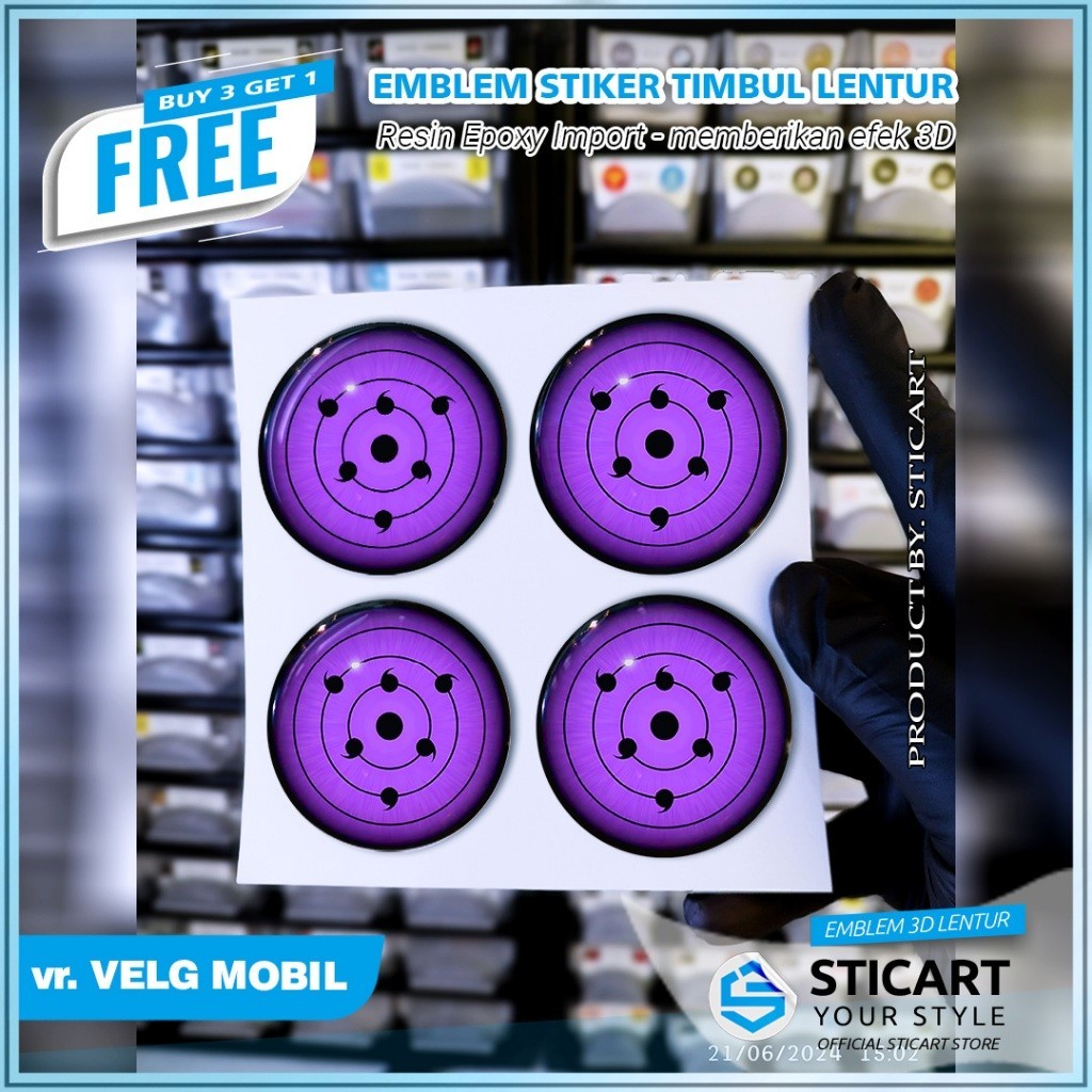 3d EMBLEM RINNEGAN SASUKE RISING 4Pcs CAR WHEELS 58 MM 3D EMBLEM ...