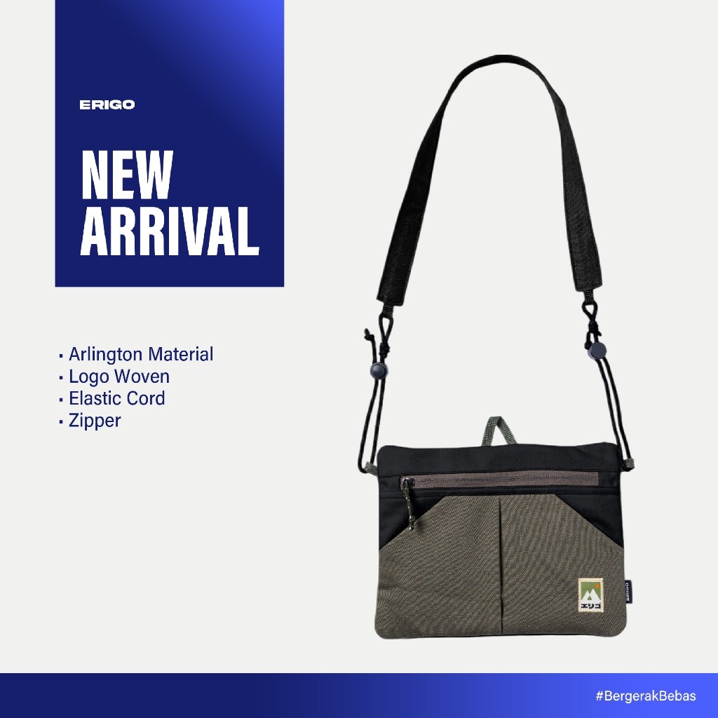 Erigo Sacoche Bag Akashi Black Army Unisex | Shopee Philippines