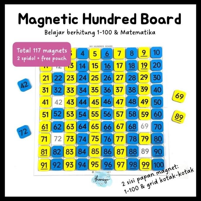 Magnetic Hundred Board Game Number Counting Board 100 Montessori 1412 ...