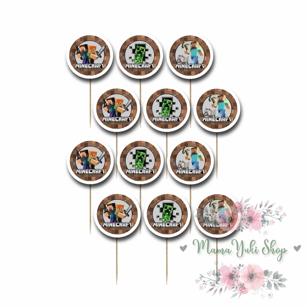 MINECRAFT Pudding Cupcake Cake Topper | Shopee Philippines