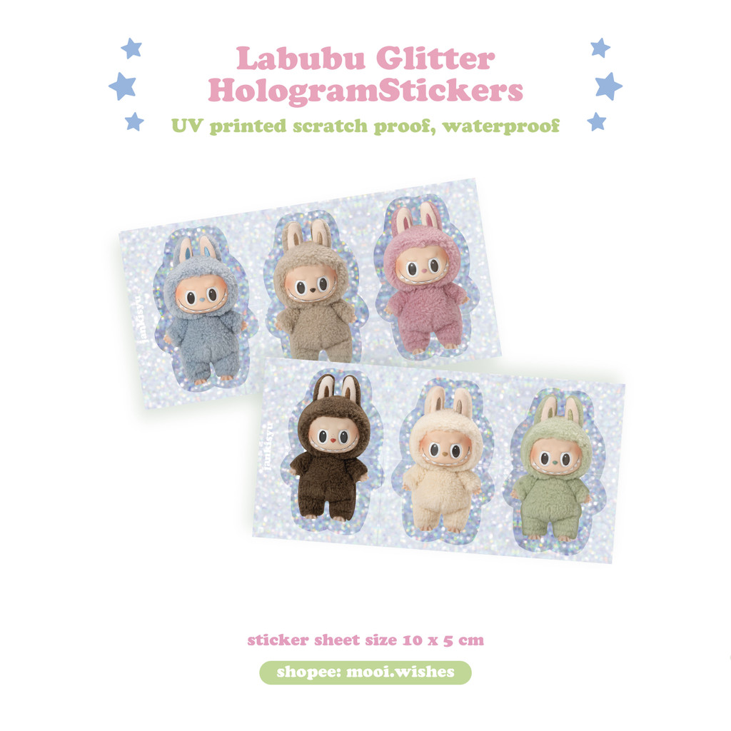 Labubu Sticker Glitter Hologram Waterproof Deco Mobile Laptop ...