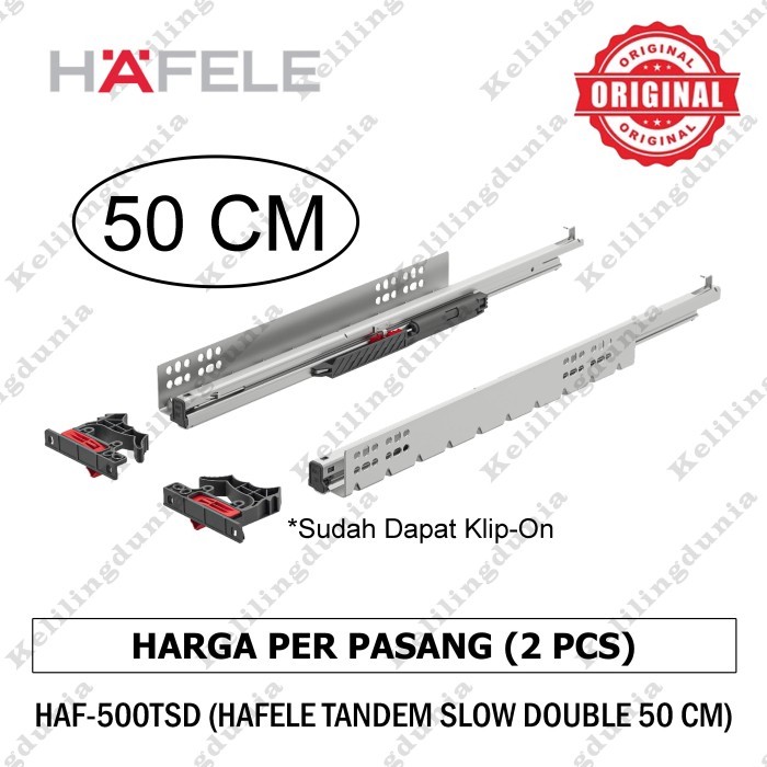 HAFELE Drawer Rail 50 CM Tandem Clip On Double Slowmotion Full ...