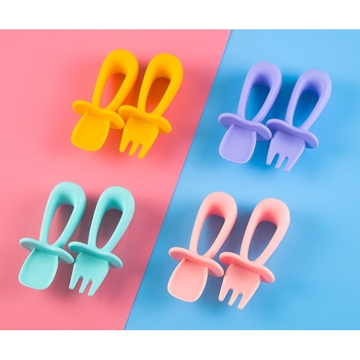 Keola Set Silicone Baby Spoon & Fork / Free Silicone Children's Cutlery ...
