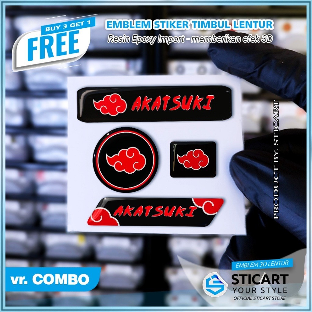 Akatsuki EMBLEM embossed MOTORCYCLE STICKER COMBO 3D FLEXIBLE embossed ...