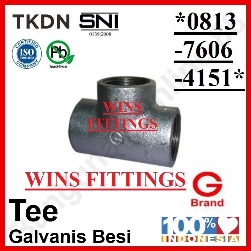 Tee 2.5" Galvanized Iron Thread in BSPT Branch Connection 3 Pipes ...