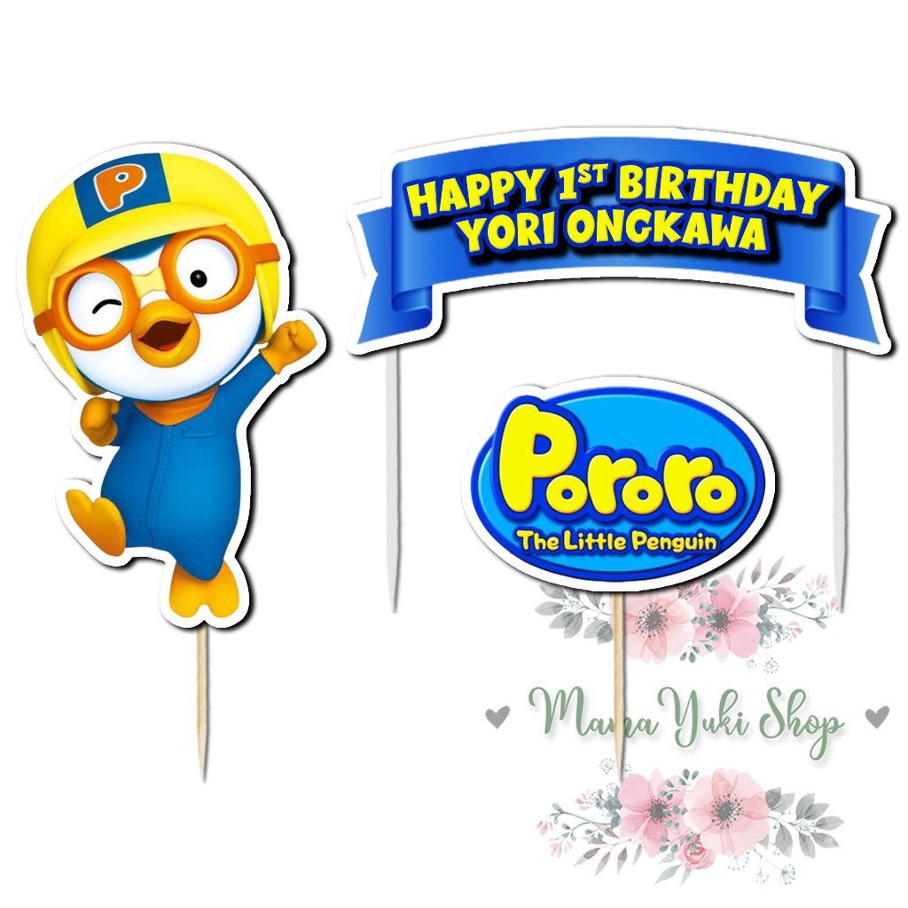 Children's Birthday Cake Topper with PORORO motif, COSTUME NAME AND AGE ...