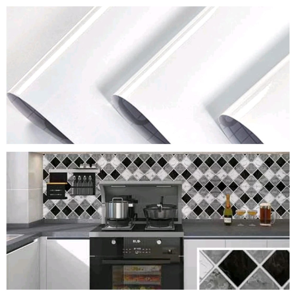 PUTIH Plain Glossy Wallpaper Stickers Plain White Glossy Stickers ...