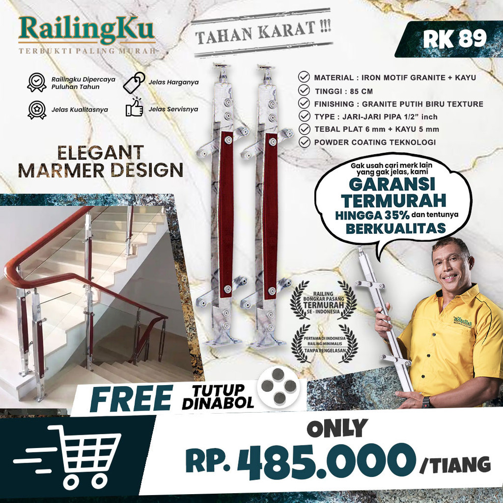 NEW Railing: Elegant Stainless Stair Railing Marble Pole Railingku RK ...