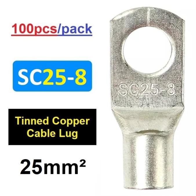 - Cable Lug SC25-8 Hole Skunk for 25mm2 Screw M8 Cables (100pcs/pack ...