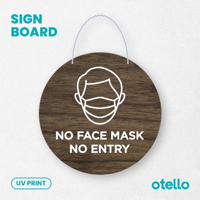 KAYU No Face Mask No Entry Sign Board Wooden Print Wood Signage Marker ...