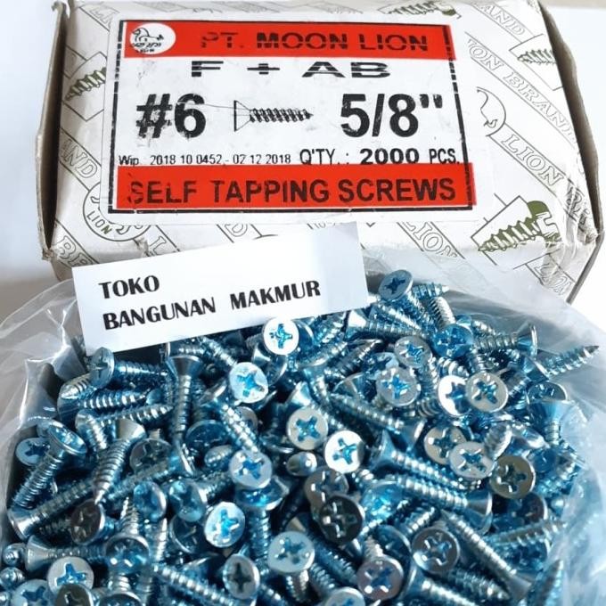 Flat Head Screws 6X5/8= 1.5 Cm / Taping Screws Fh 6 X 5/8 Per Box ...