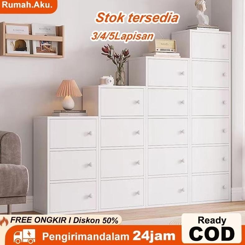 Bookshelf Cabinet 5 Layers Wooden Bookshelf Box Shelf Minimalist ...
