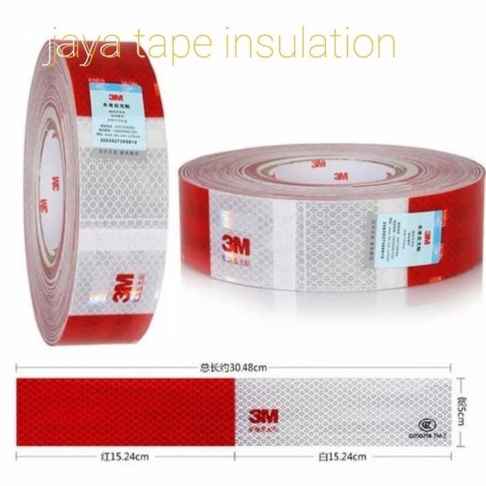 MERAH 3M STICKER -SCOTHLITE STICKER- 2" X45 MTR REFLECTIVE RED WHITE ...