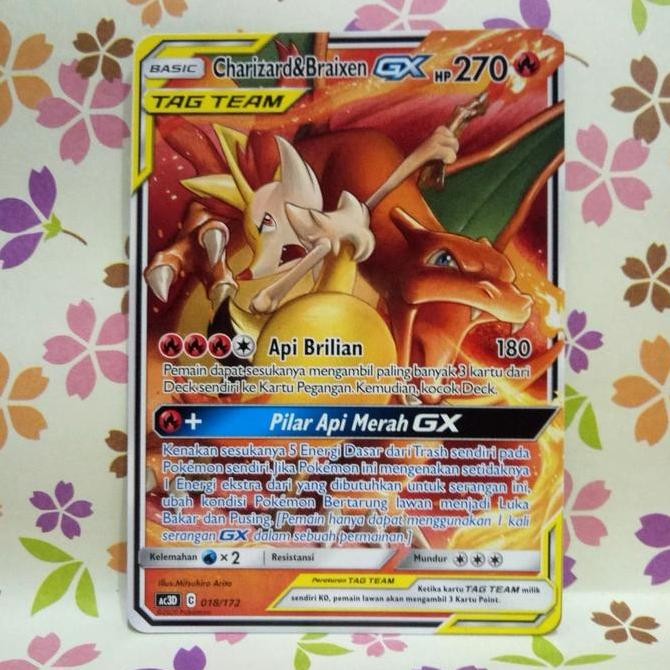 Charizard & braixen tag team GX TD ac3D 018/172 pokemon tcg indonesia Rare Original | Shopee ...