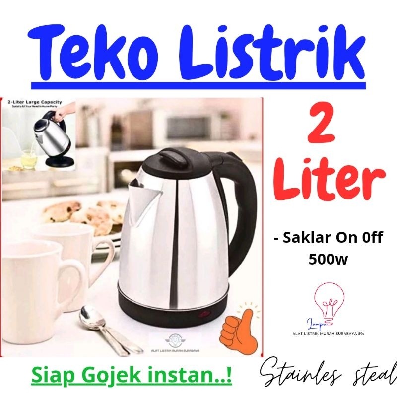TERMOS Electric TEKO Kettle 2 liter hot water heater Stainless thermos electric water cooker ...