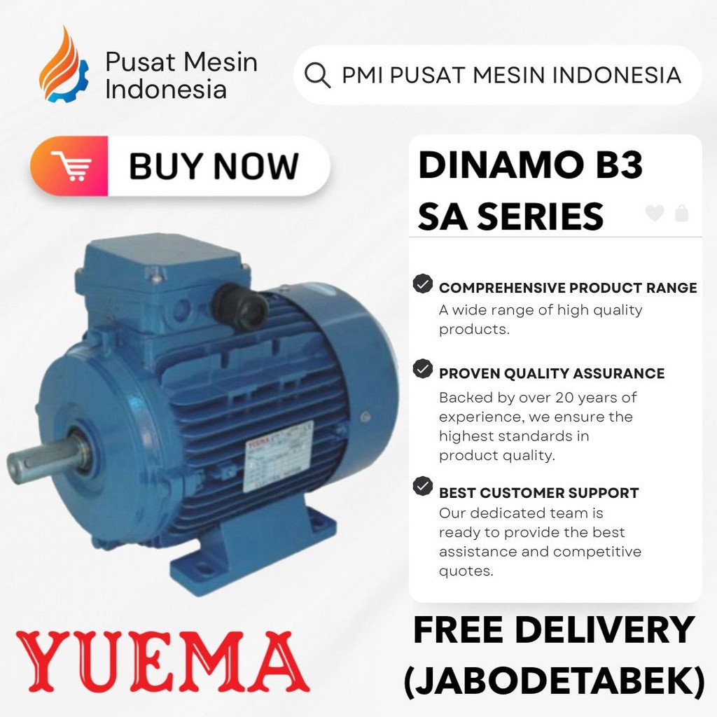ELEKTRO MOTOR YUEMA SA 4P 0,25KW 0,37HP 3PHASE 380V B3/ DYNAMO ELECTRIC MOTOR/ ELECTRO MOTOR 3 ...