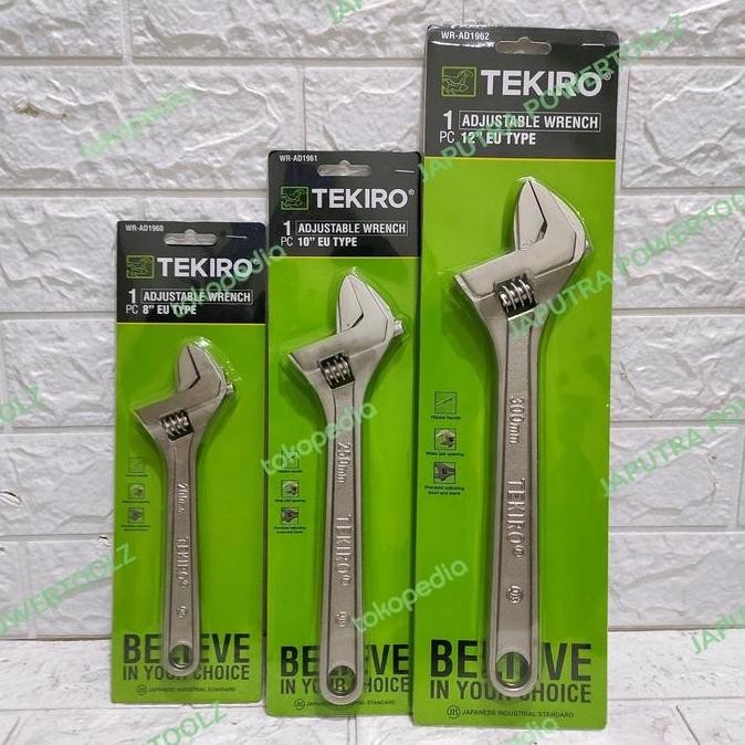 TEKIRO ADJUSTABLE WRENCH (CHROME) TEKIRO KUNCI ENGLISH 8" 10" 12" TMS ...