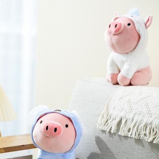 Cute Pink Plush Pig Doll - MINISO Sitting Piglet Plush Toy With Hat ...