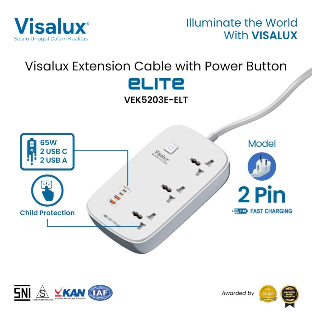 TOMBOL Visalux Extension Cable with Power Button Elite (2 Pin) Type C ...