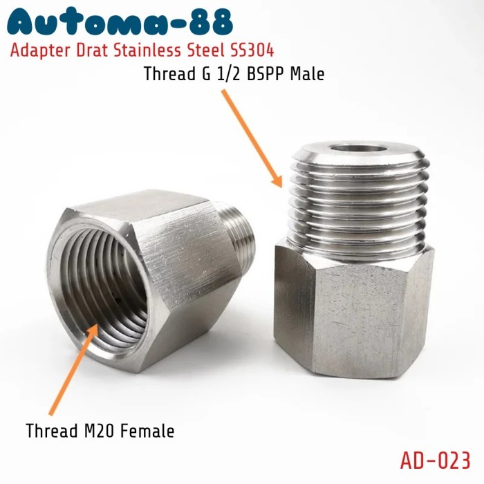 M20 Female x G 1/2 BSPP Male Stainless steel SS304 Thread Adapter ...