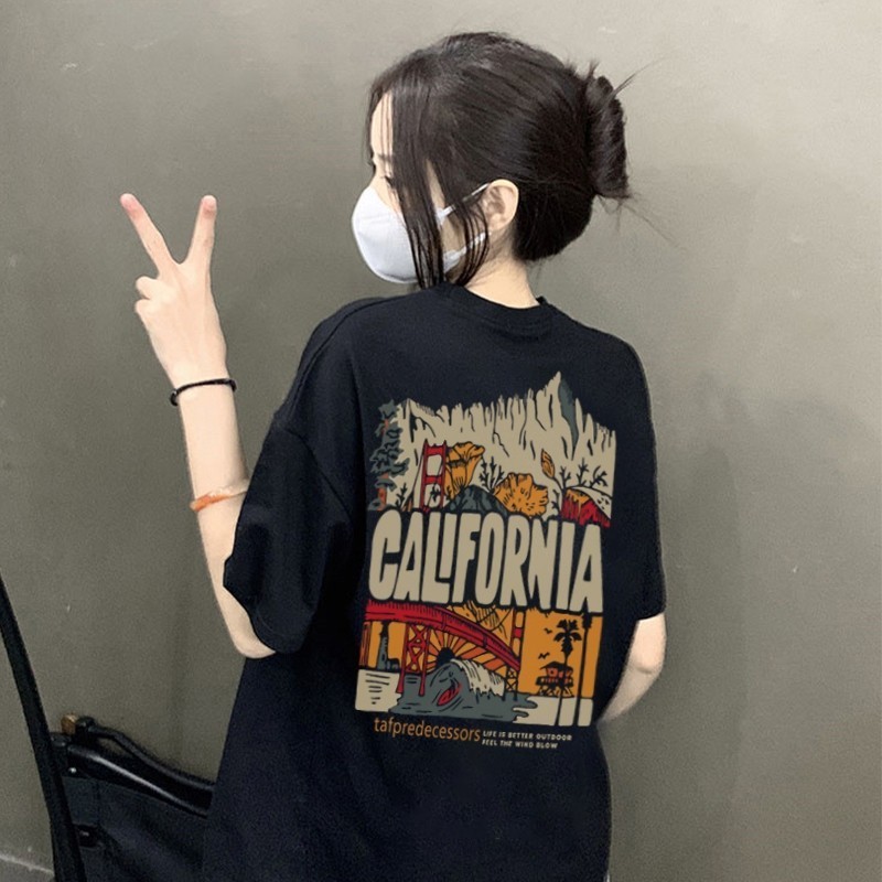 HITAM NASA IDOL Oversized T-shirt Black Couple Cool vintage Letter ...