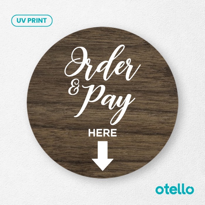 Signage Order and Pay Here Sign Board Label Paste for Restaurant Cafe ...