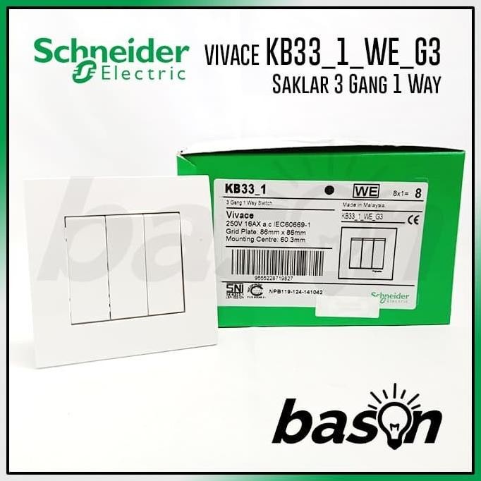 TOMBOL SCHNEIDER Vivace 3 Gang 1 Way Switch - 3 Button 1 Way Switch ...