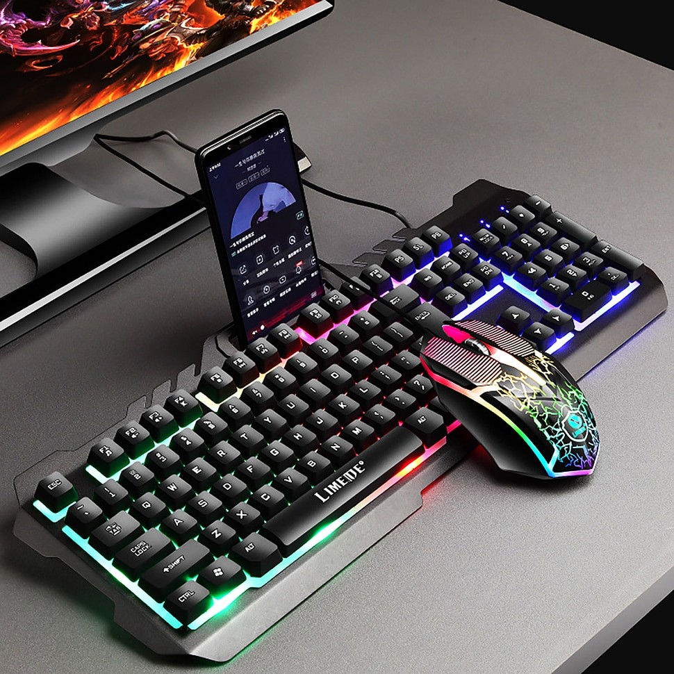 LIMEIDE Combo RGB Gaming Keyboard with Mouse and Smartphone Holder ...