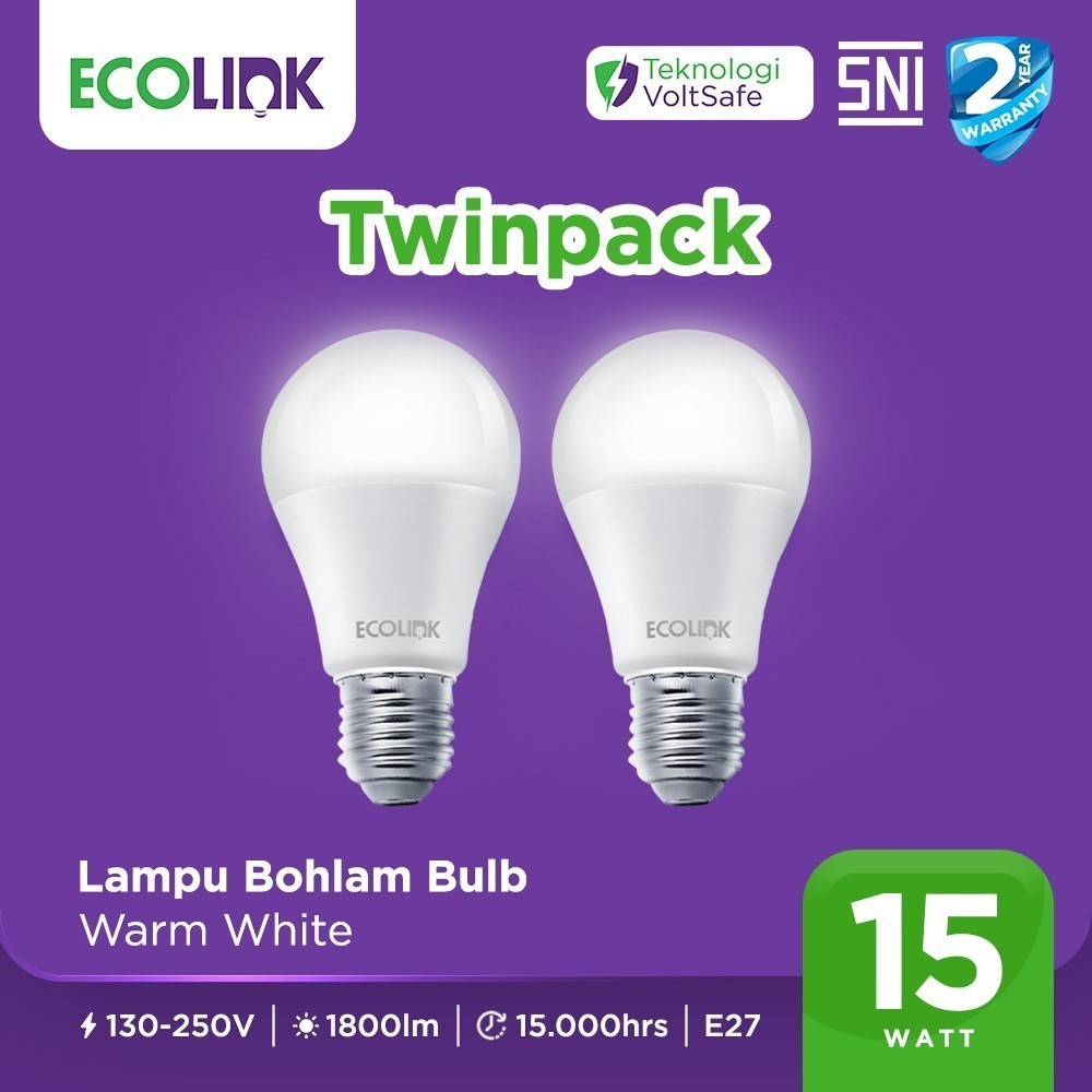 Ecolink Warm White LED Bulb Light 15 Watt Twinpack (2pcs) | Shopee ...