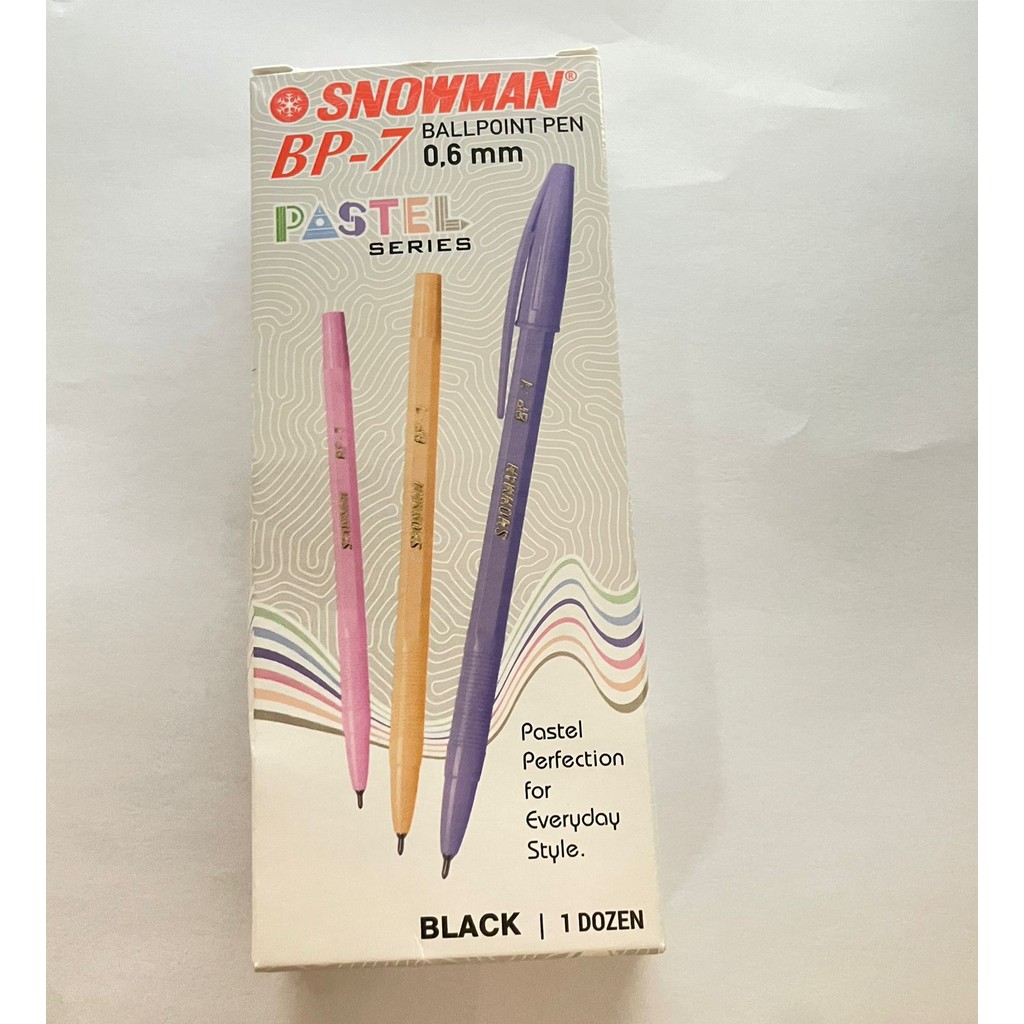 PULPEN / BALLPOINT / SNOWMAN PEN 0.6mm BP 7 PASTEL (12 pcs) | Shopee ...