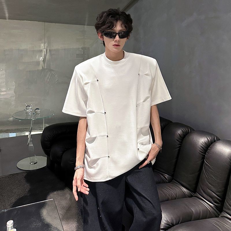 【Tn. Inside 】 lu ding press-letned short sleeve Summer sleeve American Summer shoulder pad heavy ...