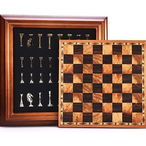 AMEROUS 14 inches Wooden Chess Set with Metal Chess Pieces 2.5'' King ...